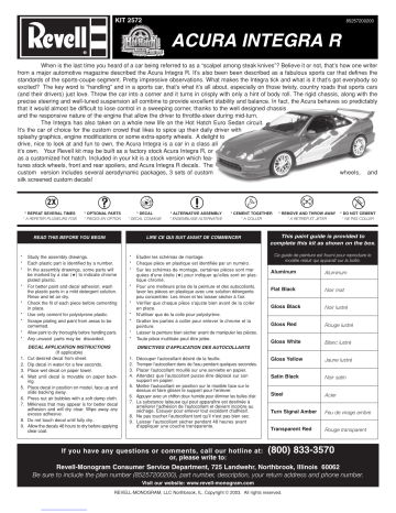 REVELL Acura Integra R Assembly Manual | Manualzz