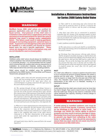 WellMark 2600 series Installation & Maintenance Instructions | Manualzz