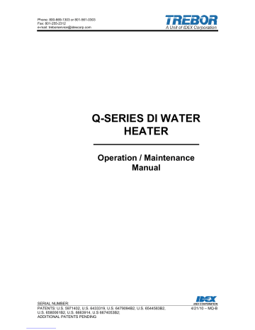 Trebor Q-SERIES DI Water Heater Operation & Maintenance Manual | Manualzz