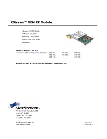 MaxStream XStream X09-009WNC Product Manual | Manualzz