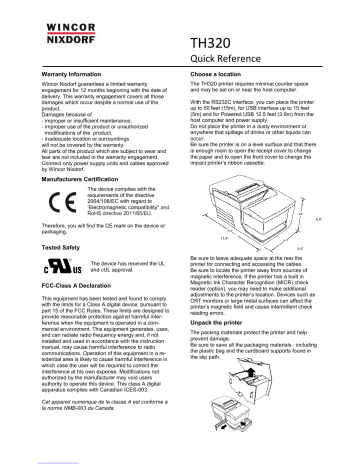 Wincor Nixdorf TH320 Quick Reference | Manualzz