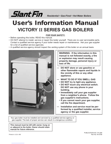 Slant/Fin VICTORY II VHS Series User's Information Manual | Manualzz