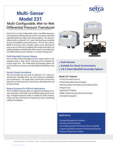 Setra Systems Multi-Sense 231 Manual | Manualzz