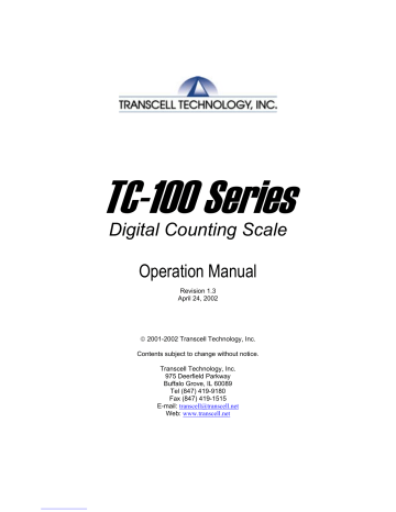 Transcell Technology TC-100-20 Operation Manual | Manualzz
