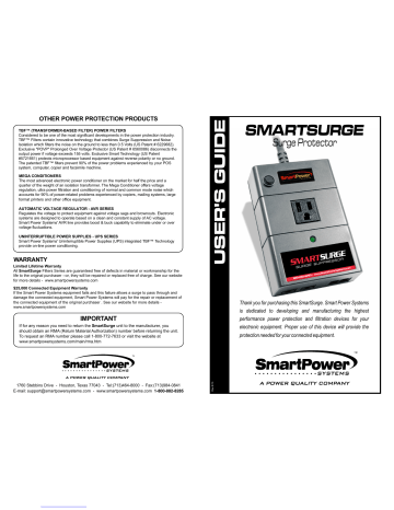 SmartPower SmartSurge SS15 User Manual | Manualzz