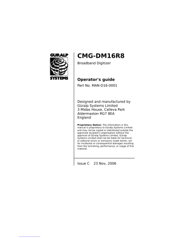 Guralp Systems CMG-DM16R8 Operating Manual | Manualzz