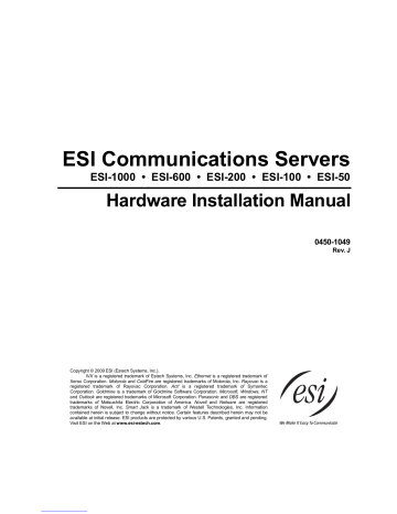 ESI ESI-1000, ESI-600 Installation Manual | Manualzz