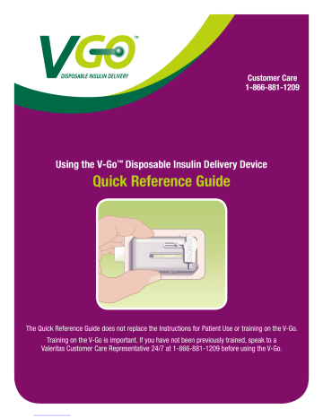 V-Go Insulin Delivery Device Quick Reference Manual | Manualzz