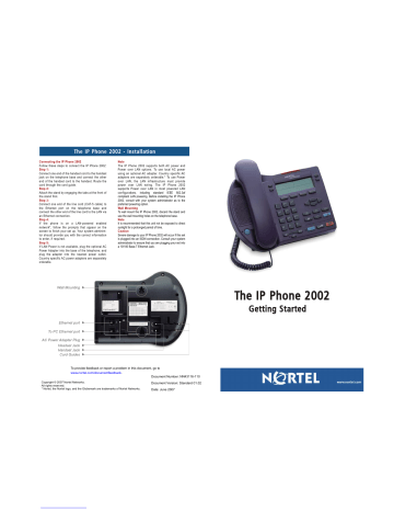 Nortel Networks IP Phone 2002 Get Started | Manualzz