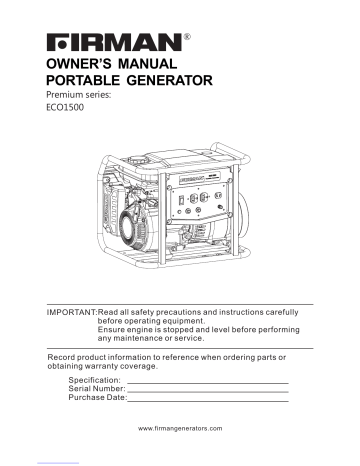Firman ECO1500 Owner's Manual | Manualzz