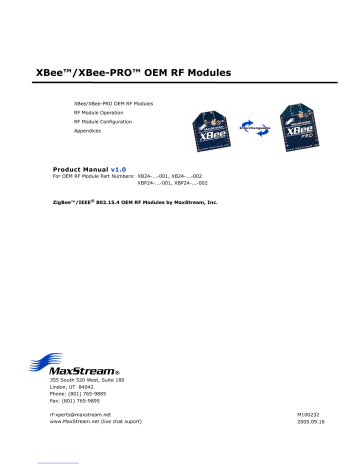 MaxStream Xbee-PRO Product Manual | Manualzz