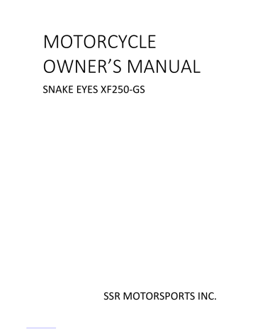 SSR Motorsports SNAKE EYES XF250-GS Owner's Manual | Manualzz