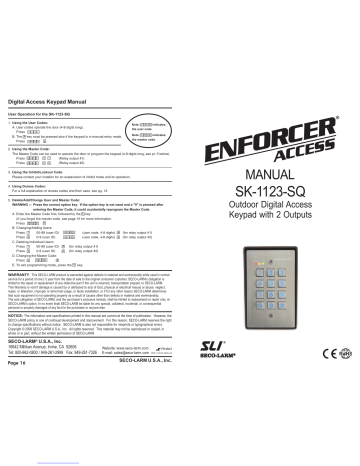 SECO-LARM Enforcer SK-1123-SQ Manual | Manualzz