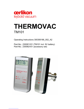 Oerlikon THERMOVAC TM101 Operating Instructions Manual | Manualzz
