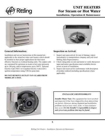 Rittling RH-290 Installation Operation & Maintenance | Manualzz