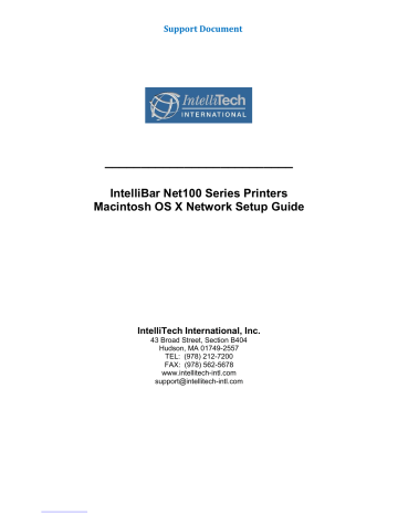 IntelliTech IntelliBar Net100 Series Network Setup Manual | Manualzz