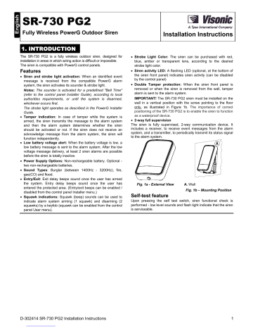 Visonic SR-730 PG2 - Installation Instructions | Manualzz