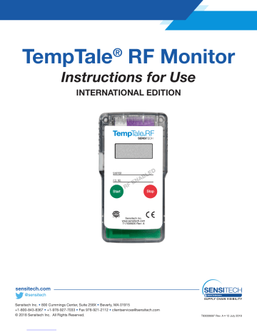 Sensitech TempTale RF Instructions For Use | Manualzz
