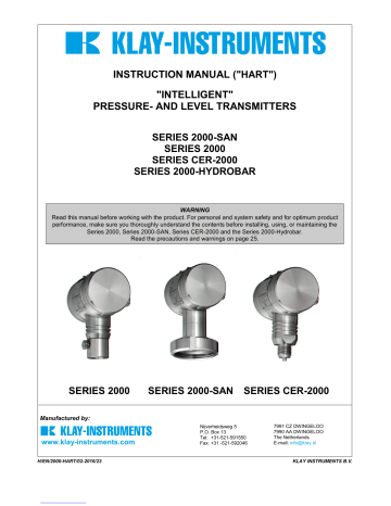 KLAY-INSTRUMENTS 2000-SAN Series Instruction Manual | Manualzz