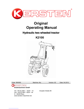 Kersten K2100, K820 GL, K820 PRO Original Operating Manual | Manualzz
