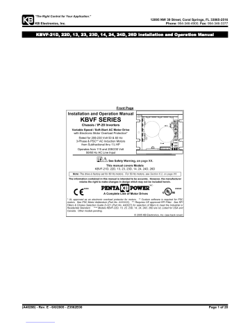 KB Electronics KBVF-24 Installation And Operation Manual | Manualzz