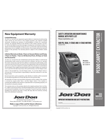 Jon-Don PE500 Safety, Operation And Maintenance Manual With Parts List ...