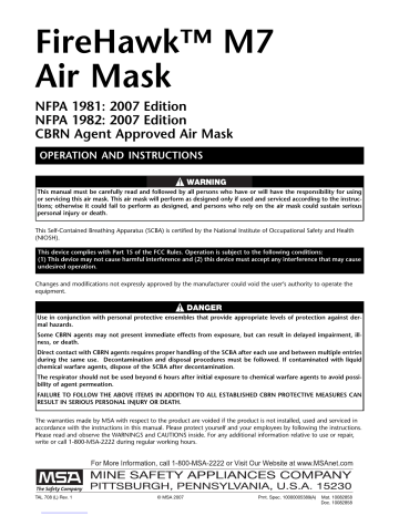 MSA FireHawk M7 User Manual - Download & Read Online | Manualzz