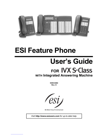 ESI 24-Key Feature Phone, 48-Key Feature Phone User Manual | Manualzz