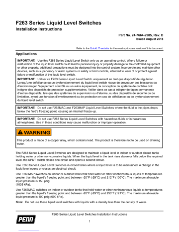 Penn F263 Series Installation Instructions Manual | Manualzz
