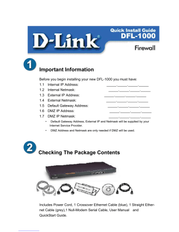 D-Link DFL-1000 Quick Install Manual | Manualzz