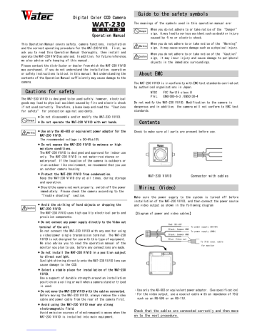 Watec WAT-230 VIVID Operation Manual | Manualzz