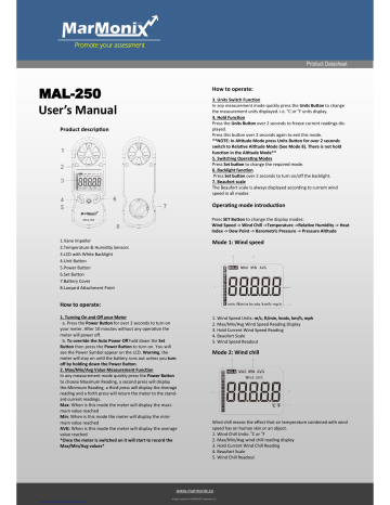 MarMonix MAL-250 User Manual | Manualzz