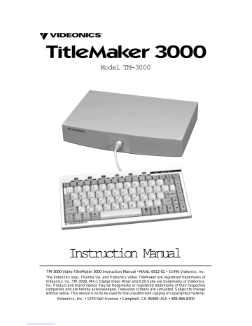 Videonics TM-3000 Instruction Manual | Manualzz