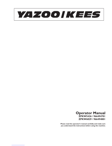 Yazoo/Kees 966494801, ZPKW6029 Operator's Manual | Manualzz