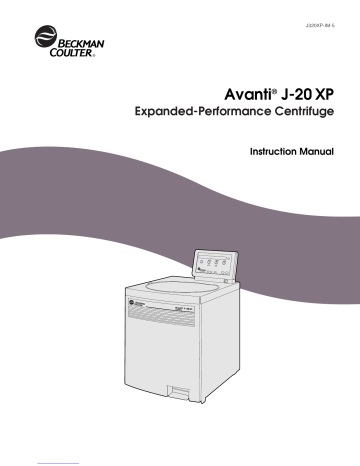 Beckman Coulter Avanti J-20 XP Instruction Manual | Manualzz