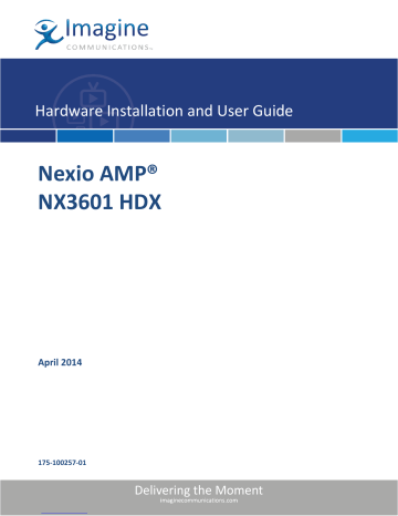 Imagine Nexio AMP NX3601 HDX Hardware Installation And User's Manual ...