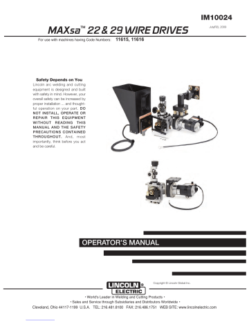 Lincoln Electric MAXsa 22 Operator's Manual | Manualzz
