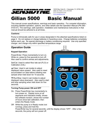 Sensidyne Gilian 5000 Basic Manual | Manualzz