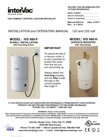 InterVac IVD660-F Installation And Operating Manual | Manualzz