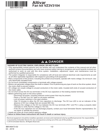 SCHNEIDER ELECTRIC ATV212HU55N4 Variable Speed Drive Instructions ...