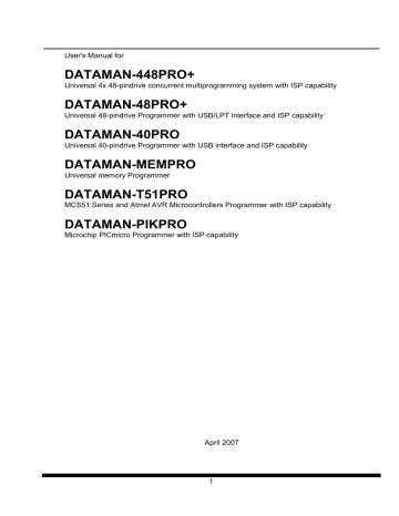 DATAMAN PIKPRO PROGRAMMER Operating instructions | Manualzz