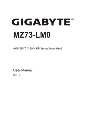 Gigabyte MZ73-LM0 Server Motherboard User Manual | Manualzz