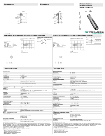 Pepperl+Fuchs UB400-12GM-U-V1 Ultrasonic sensor Instruction | Manualzz