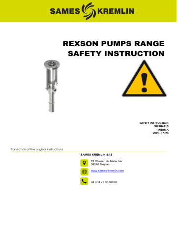Sames REXSON Pumps / General Safety Instructions | Manualzz