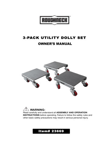 Roughneck 3-Pack Utility Dolly Set Owner's Manual | Manualzz