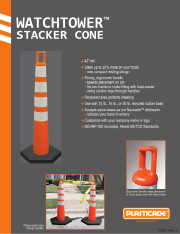 Plasticade Watchtower Stacker Cone Owner's Manual | Manualzz