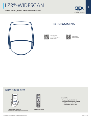 BEA LZR-WIDESCAN User Guide | Manualzz