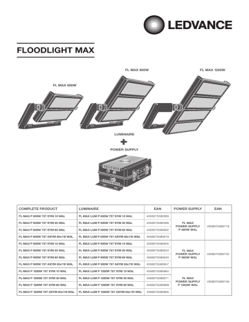 Ledvance FL MAX POWER SUPPLY P 600W WAL User Instruction | Manualzz