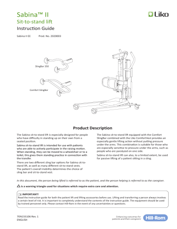 Hill-Rom Sit-to-Stand Patient Lift Instructions for use | Manualzz
