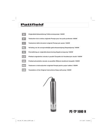 Pattfield PE-TP 1000 N Tiefbrunnenpumpe Bedienungsanleitung | Manualzz